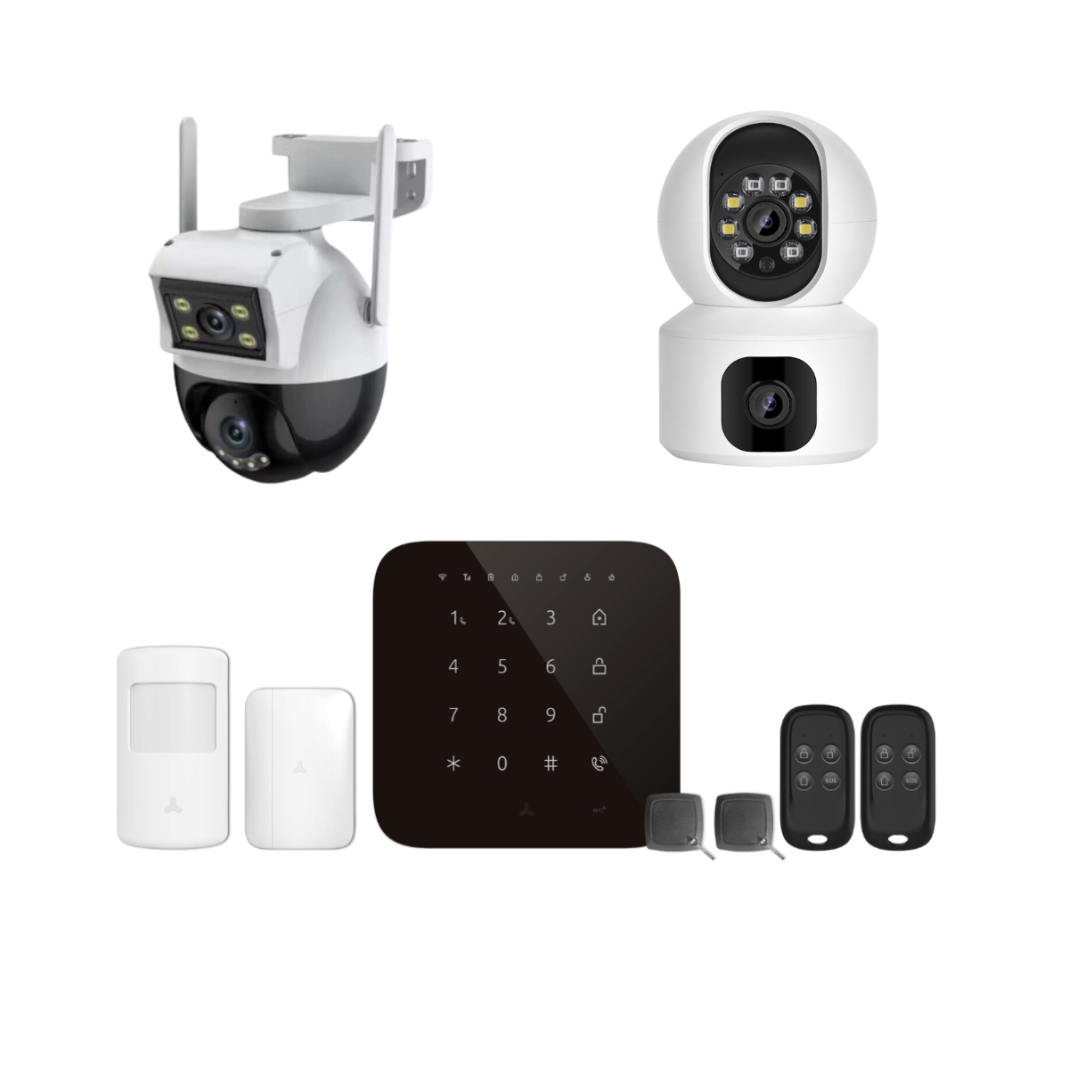 Alarme maison wifi et gsm 4G sans fil connectée Casa Noire avec 2 caméras double objectif - kit 1