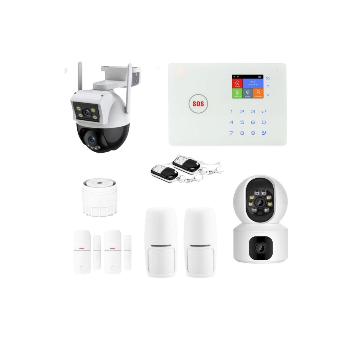 Kit alarme maison 4G connectée sans fil wifi et gsm amazone et 2 caméras double objectif ...